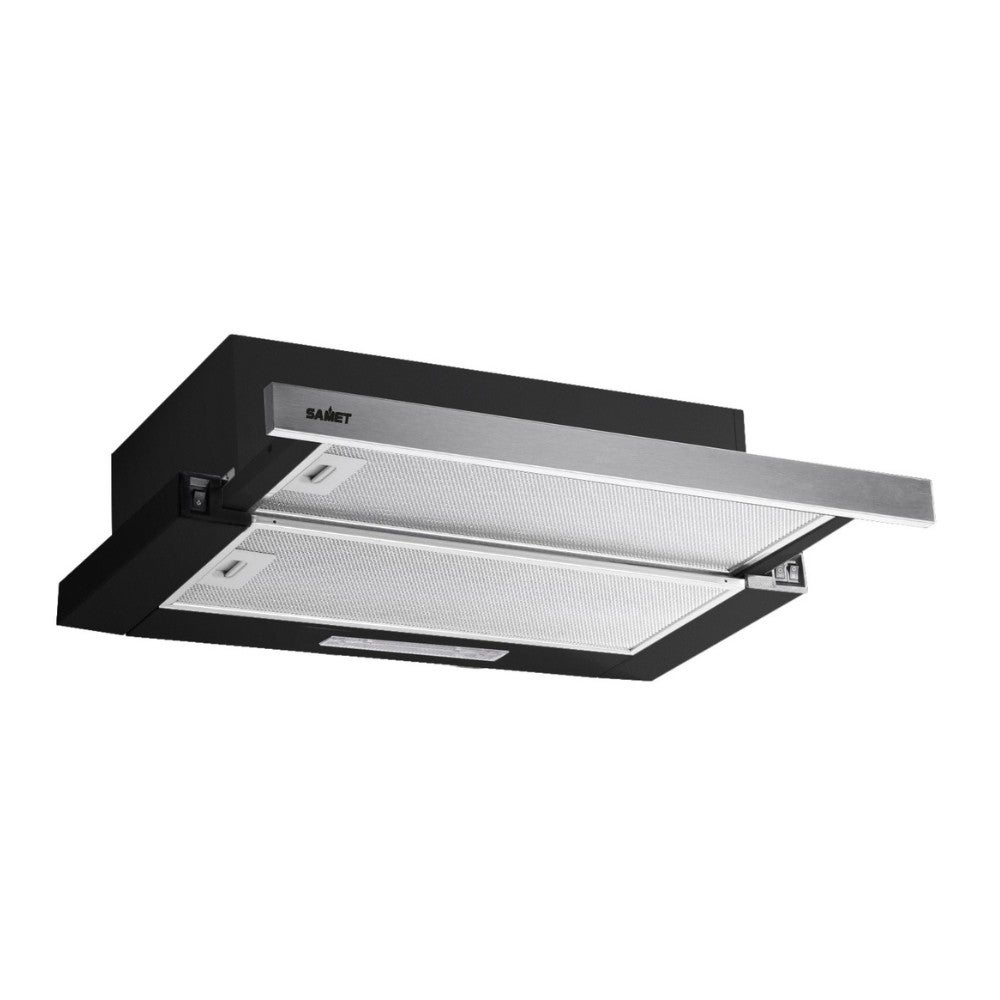 Cappa intégrée Samet New Slim 250 m3/h avec éclairage LED 60 cm noir et ...