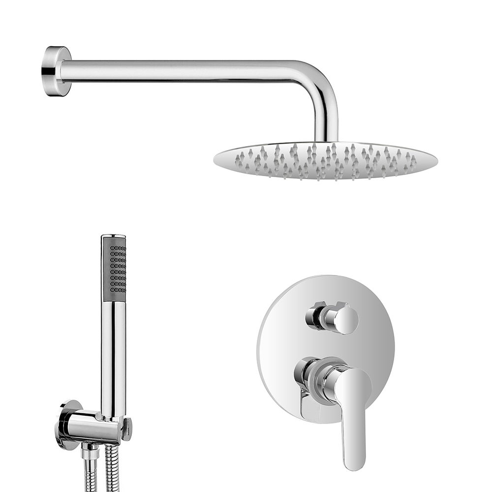 Ensemble de douche encastrée chromé avec douche de tête de 20 cm et kit de douchette Zoe | Leroy ...