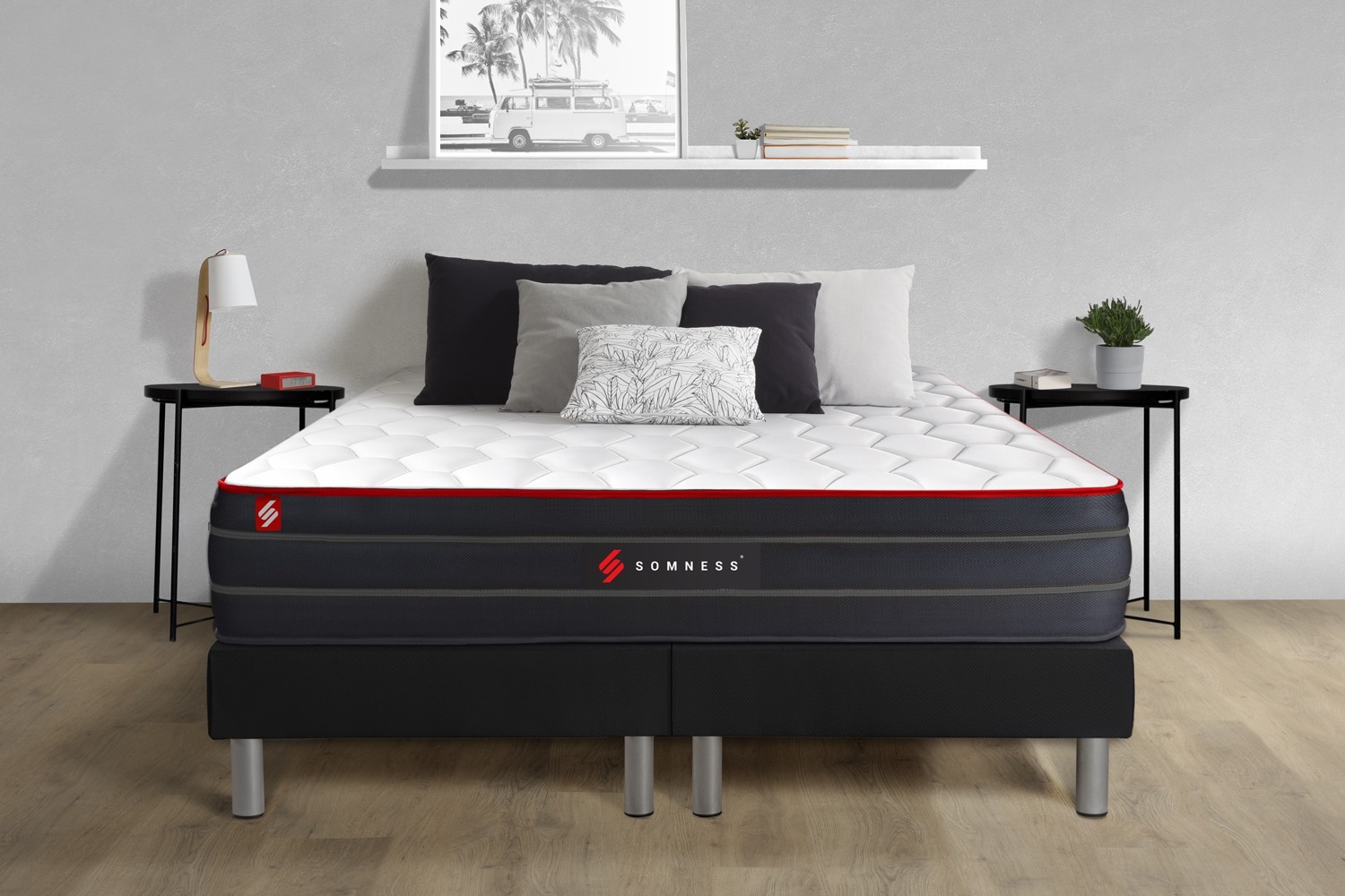 Ensemble matelas 180 x 200 cm Boost - Ressorts ensachés et mémoire de forme - Ep : 26 cm ...