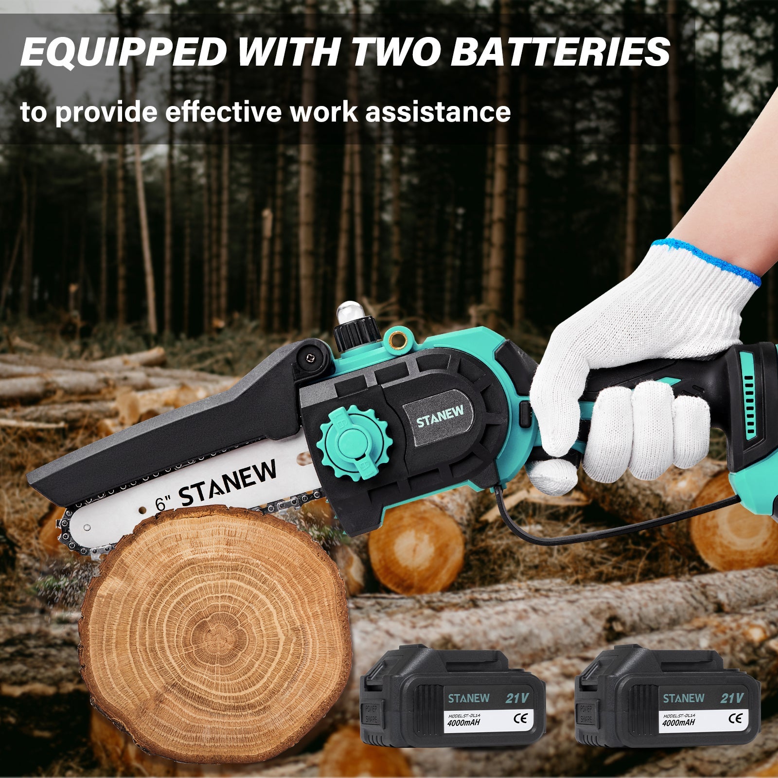 STANEW Mini-scie sans fil sans balais 21 V, 6/8 pouces, batterie 4 A x ...
