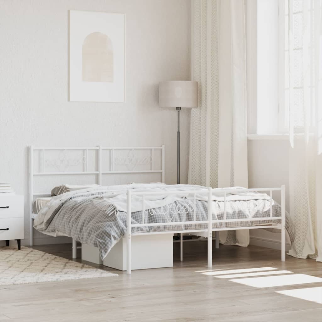 Estructura De Cama De Metal Con Cabecero pie De Cama Blanco 160x200cm
