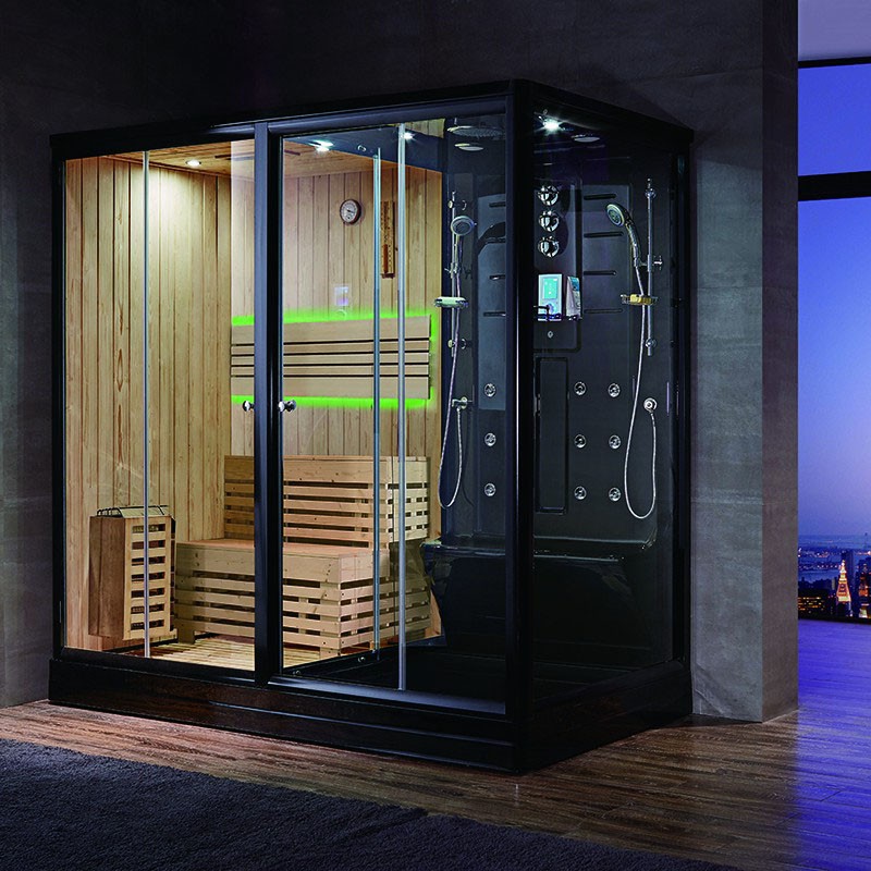 Combi Sauna Douche Hammam Boreal® SH220-G-Black Edition - gauche ...