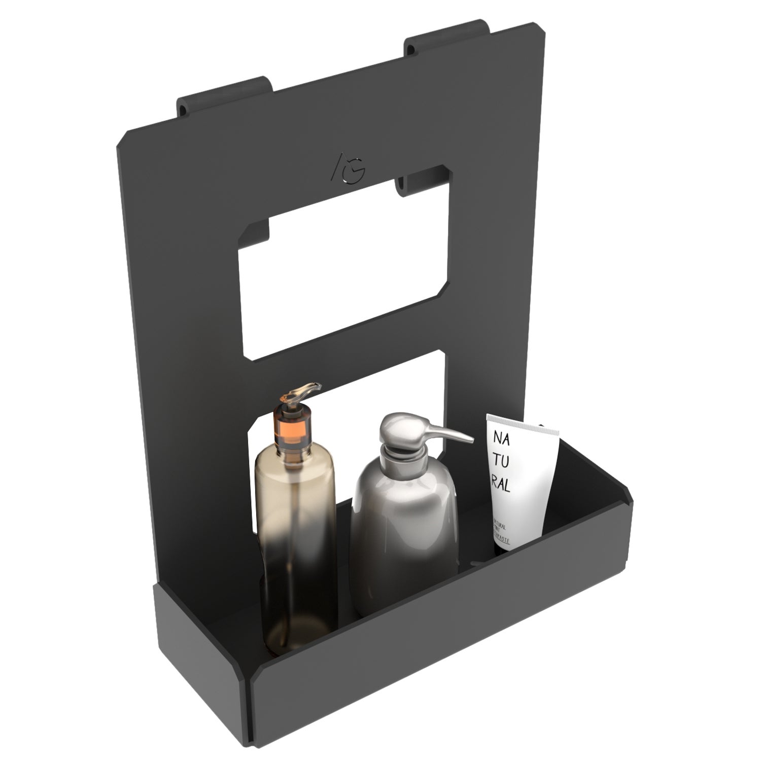 Estante de ducha colgante, toallero doble negro mate. Jabonera de ...