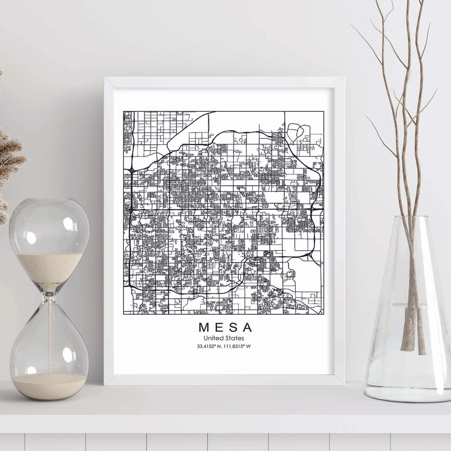 Poster Con Mapa De Mesa. Lámina De Estados Unidos, Con Imágenes De Mapas Y Carreteras Sin Marco ...