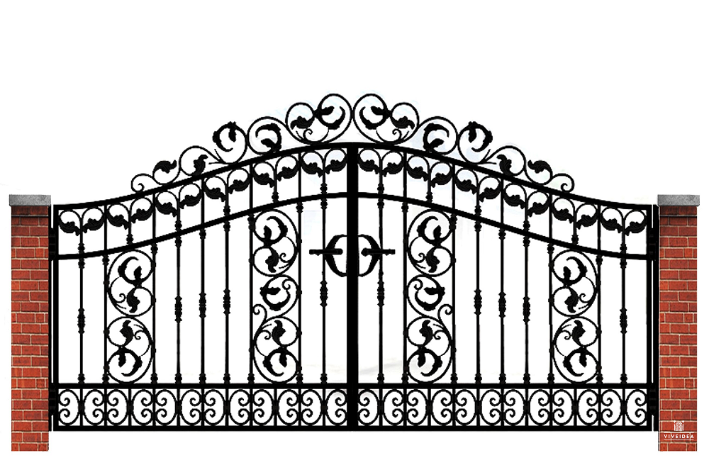 Portail artisanal, treillis, grille, à deux vantaux pliants, en fer ...