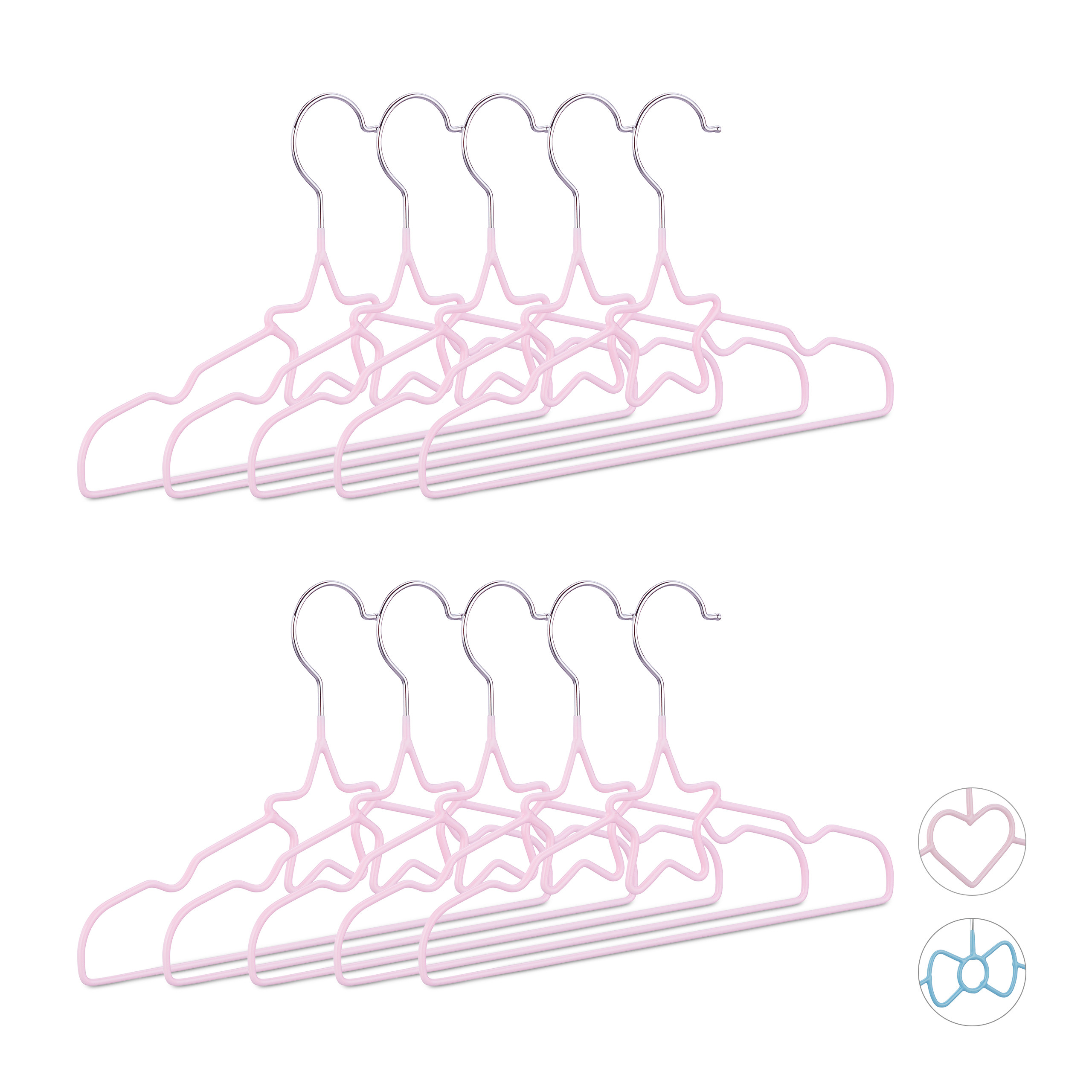 Relaxdays Pack de 50 Perchas Bebé con Estrella, Metal, Rosa, 30 cm ...