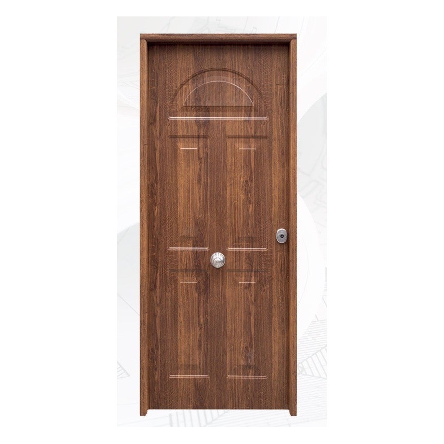 Porte d'entrée en acier CORAL chêne - Poussant Droit - Dimensions: 100 ...