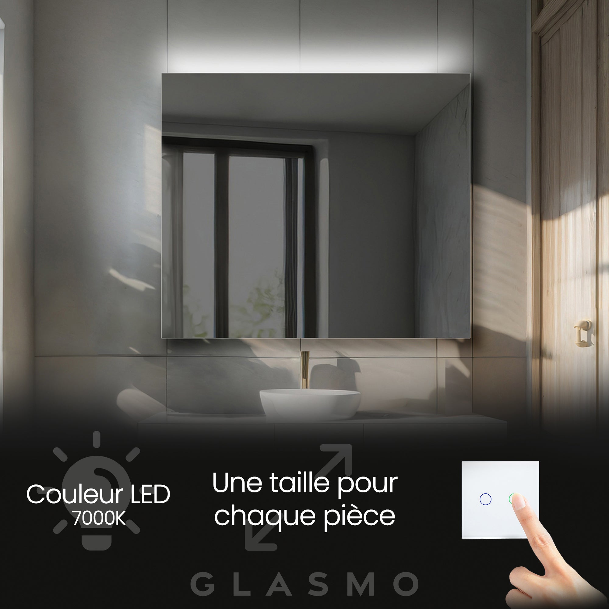 Miroir de Salle de Bain LED - Josie | 60x60 cm | LED Lumineux Miroir ...