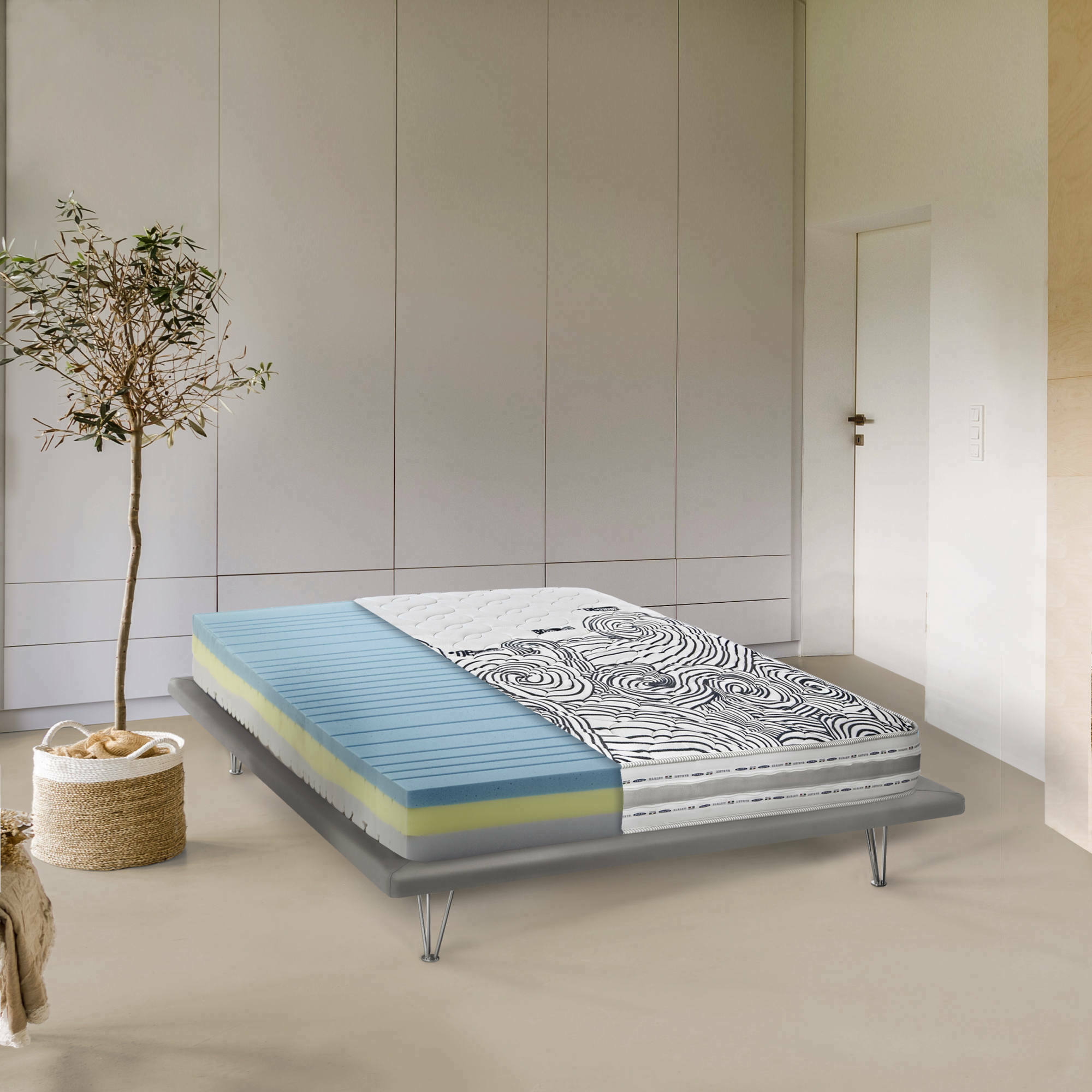 Matelas double Vanda, matelas amovible en mousse à mémoire de forme et ...