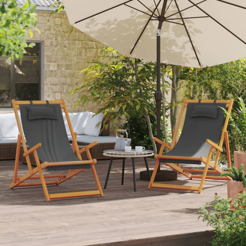 Chaises de plage pliables lot de 2 gris tissu | Leroy Merlin