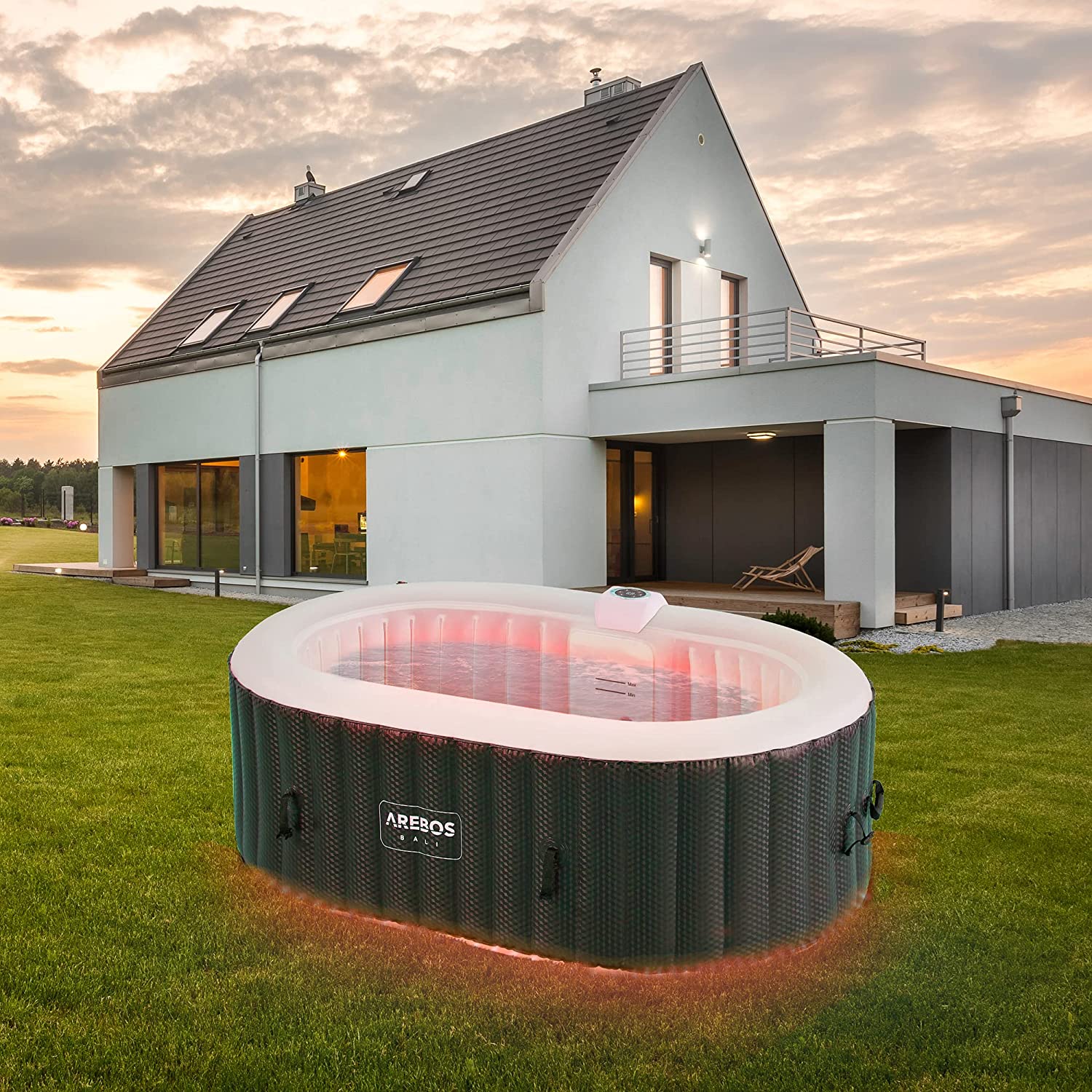 AREBOS In-Outdoor Whirlpool Spa Piscina Benessere Massaggio ovale con ...