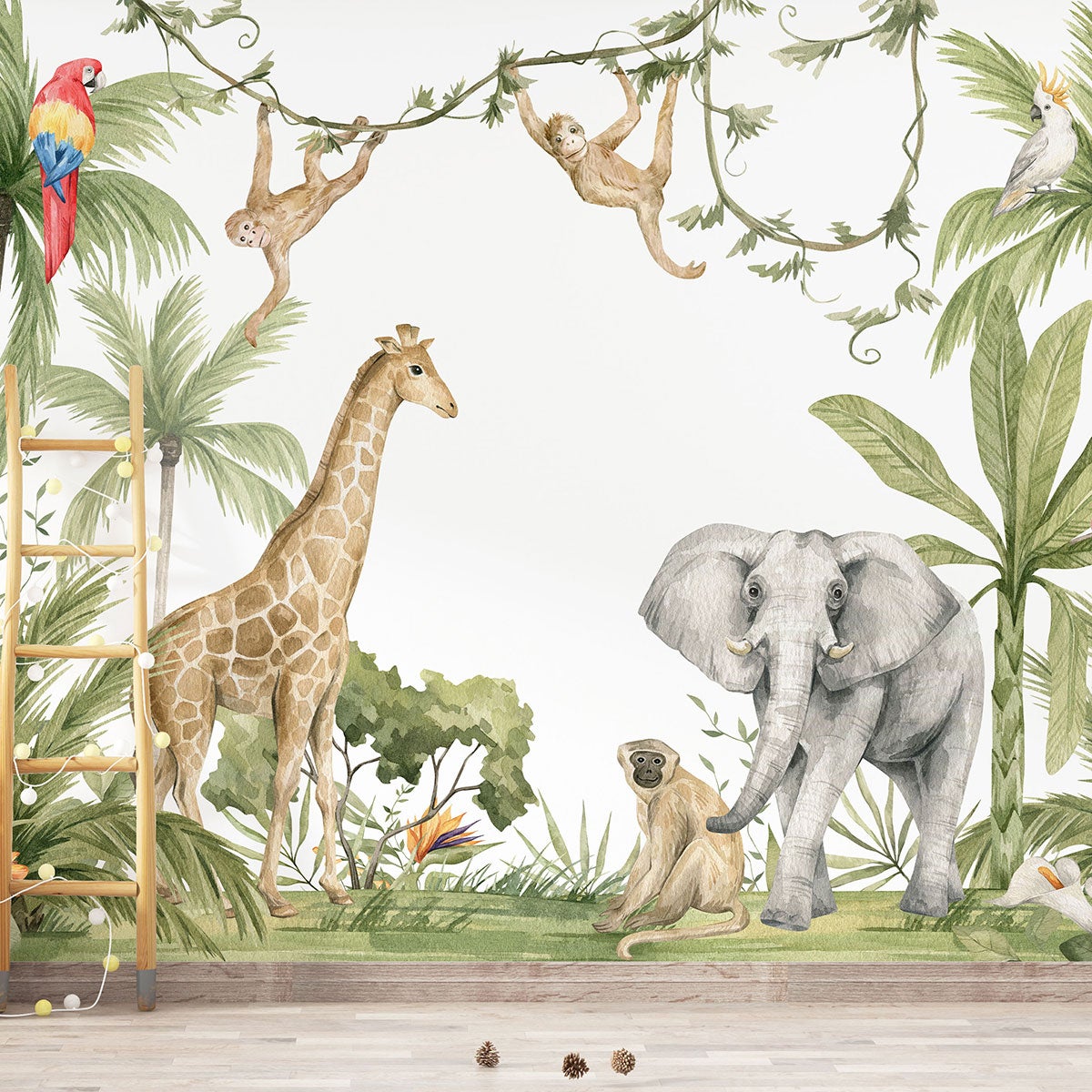 Papier peint panoramique Enfants - Animaux de la Jungle - Largeur 457 ...