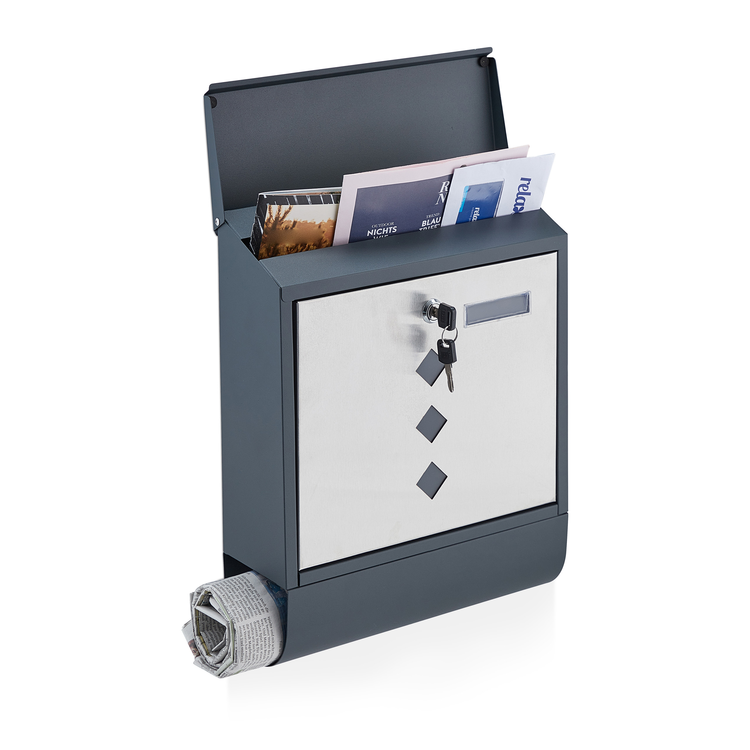 Relaxdays Cassetta della Posta Moderna, Acciaio Inox, Buca Lettere e ...