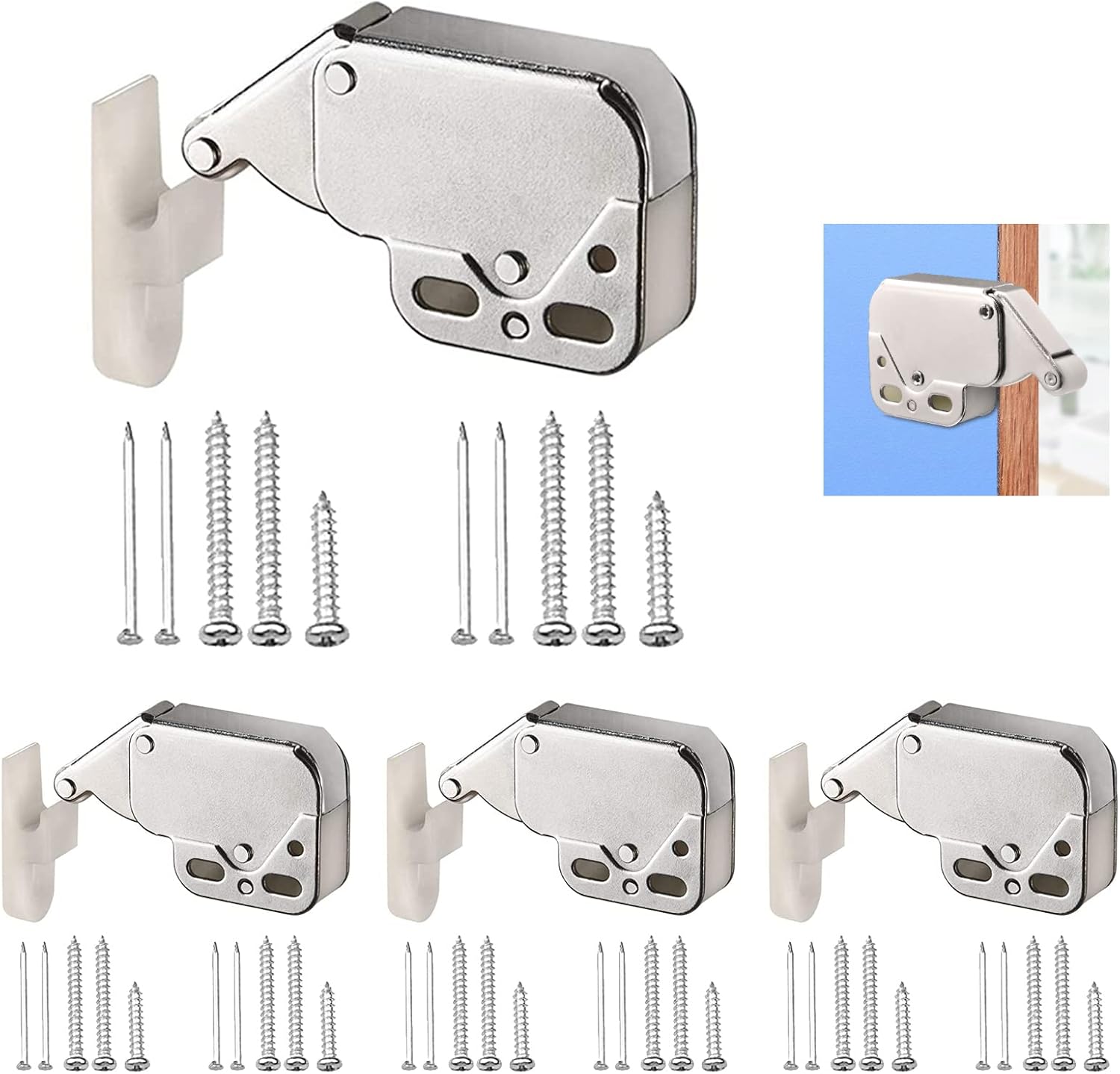 4 Pièces Mini Latch, Loqueteaux de Porte Placard à Double Rouleau ...