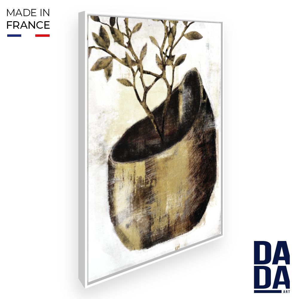 Toile encadrée Pot et plante / 60x90cm / Cadre Blanc / Fabriqué en ...