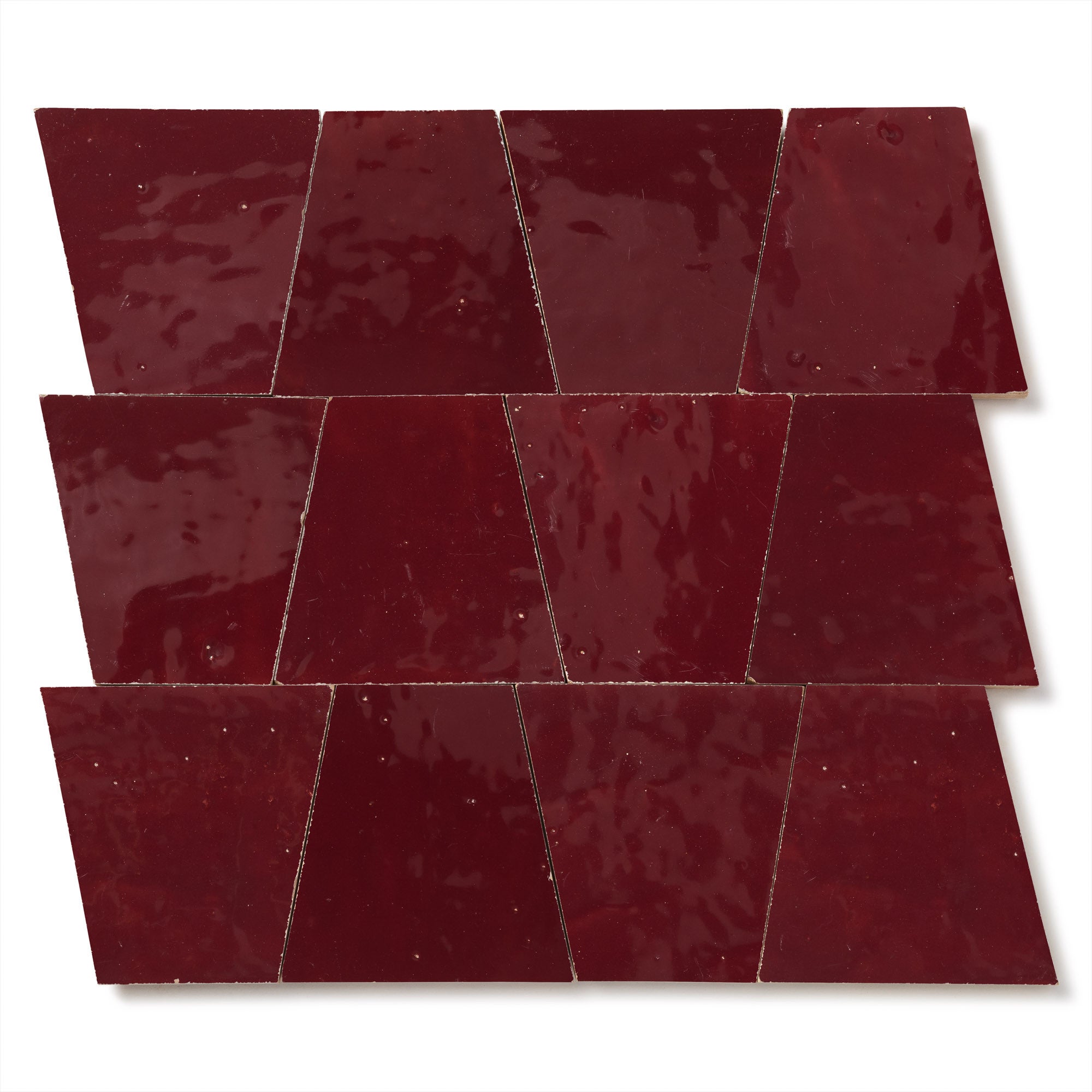 Zellige Marocain Artisanal Véritable - Rouge Lie de vin Trapèze 10x10x7 cm - Carrelage mur - RO ...