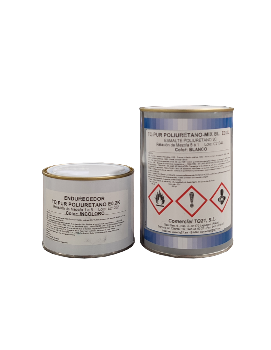 TQ21 - PINTURA POLIURETANO BRILLANTE 2C CARTA RAL 0,8L+0,2K (RAL 5023 ...