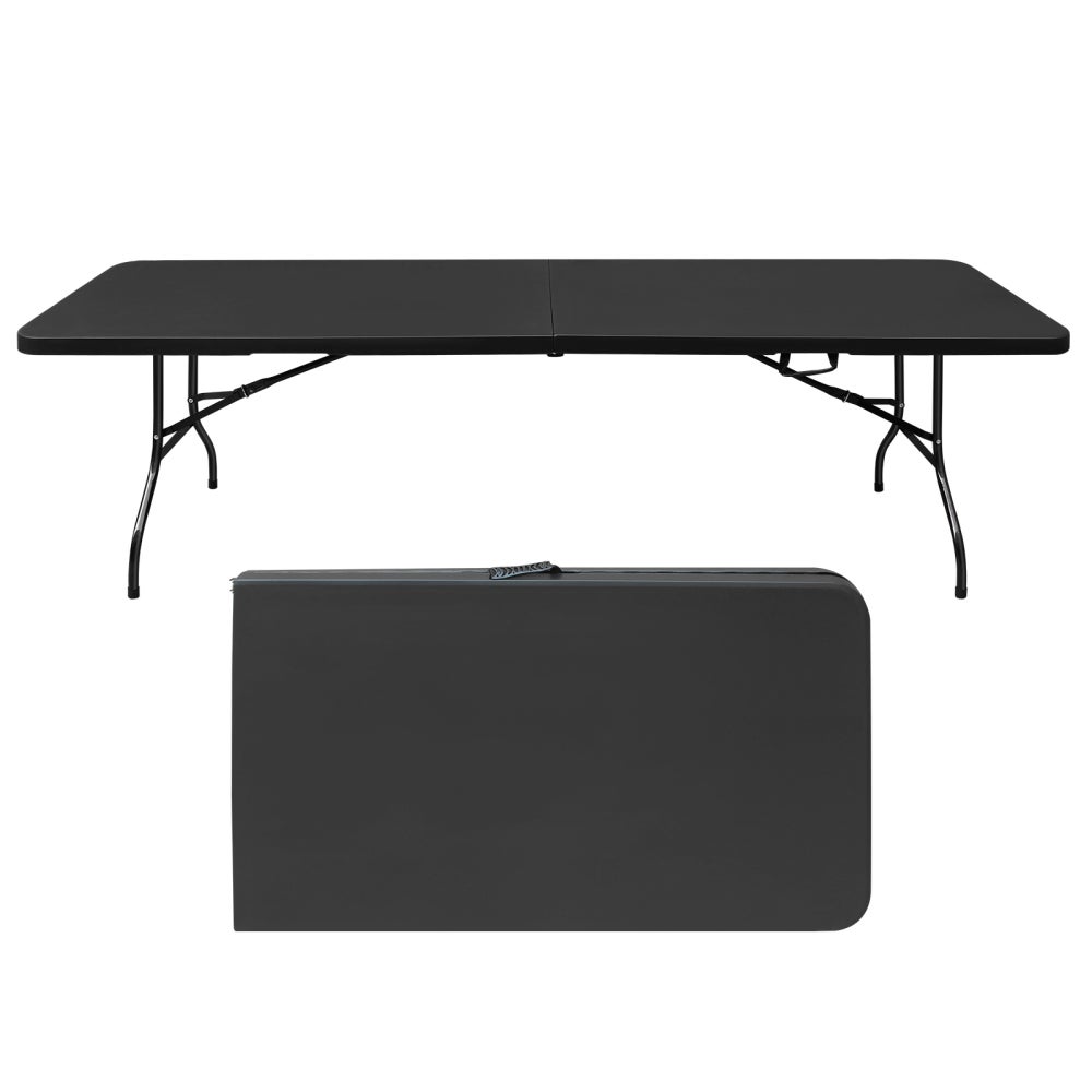 Table pliante 243,9cm noire, portable, poignée, multifonction, camping ...