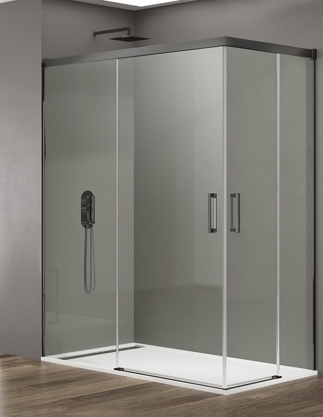 Cabine Paroi de douche d'angle 2+2 ALLSTONE BASIC, Sans profil ...