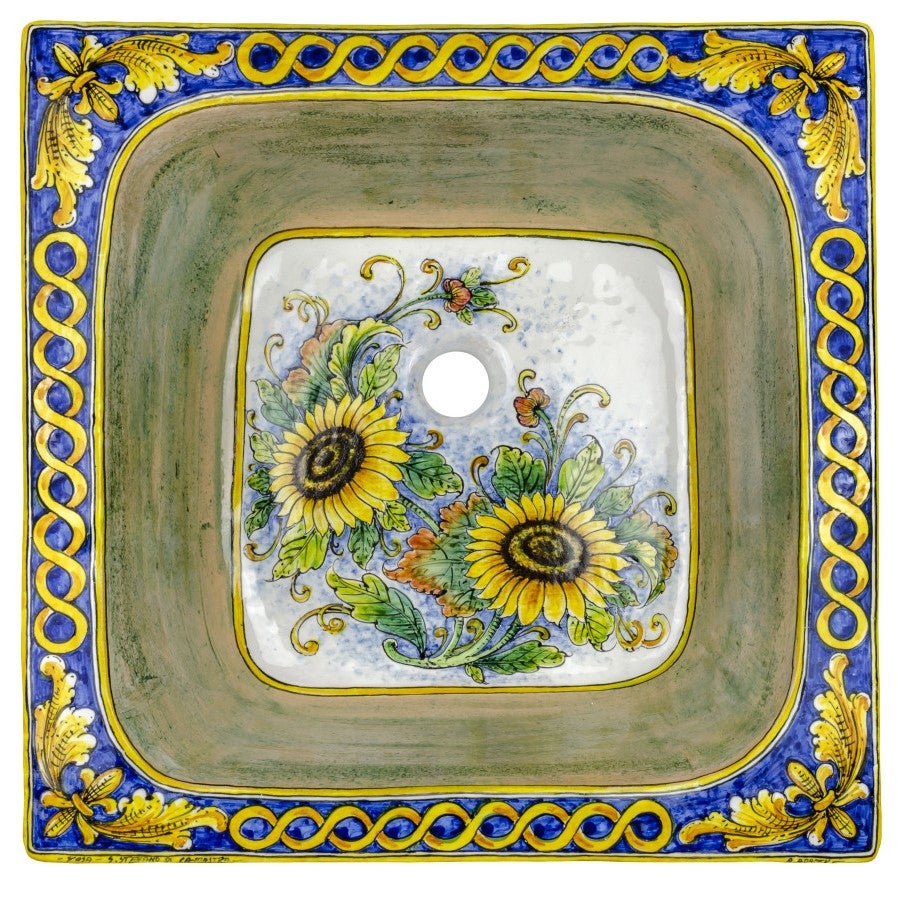 Évier de cuisine italien Campo di girasoli – évier sicilian carré 1 bac ...