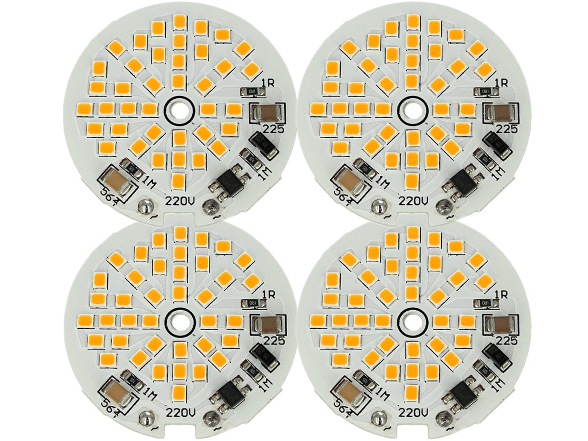 4 pcs LED AC 220V 5W Carte blanche chaude 3000K Plaque LED Diamètre du ...