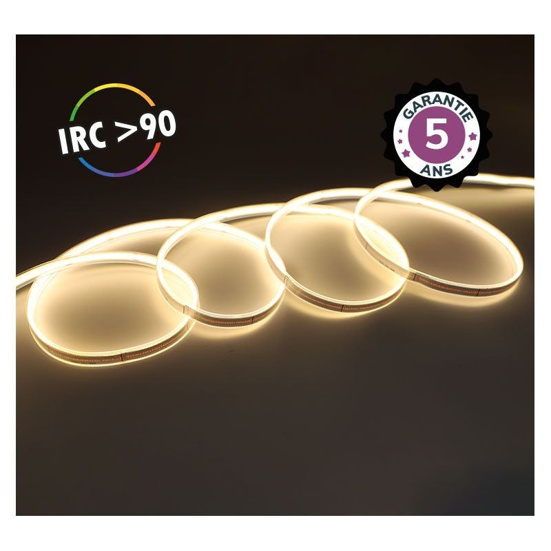 Bandeau LED COB 5m - 320 LED/m - 3000K - IP65 - 24V - Dimmable | Leroy ...