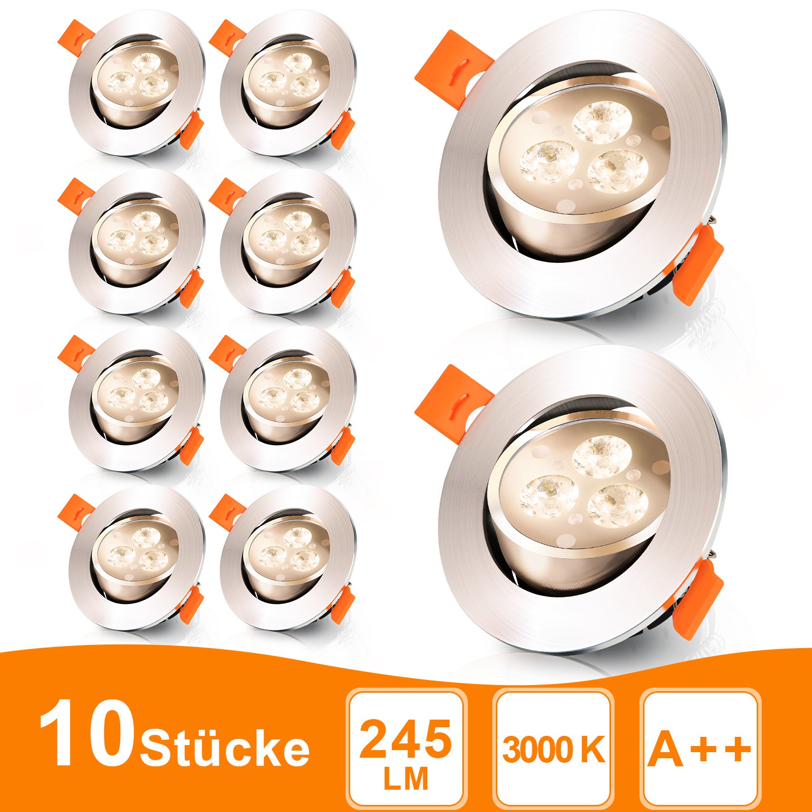 10x Focos LED empotrables orientables, Foco empotrable 3W, Focos ...