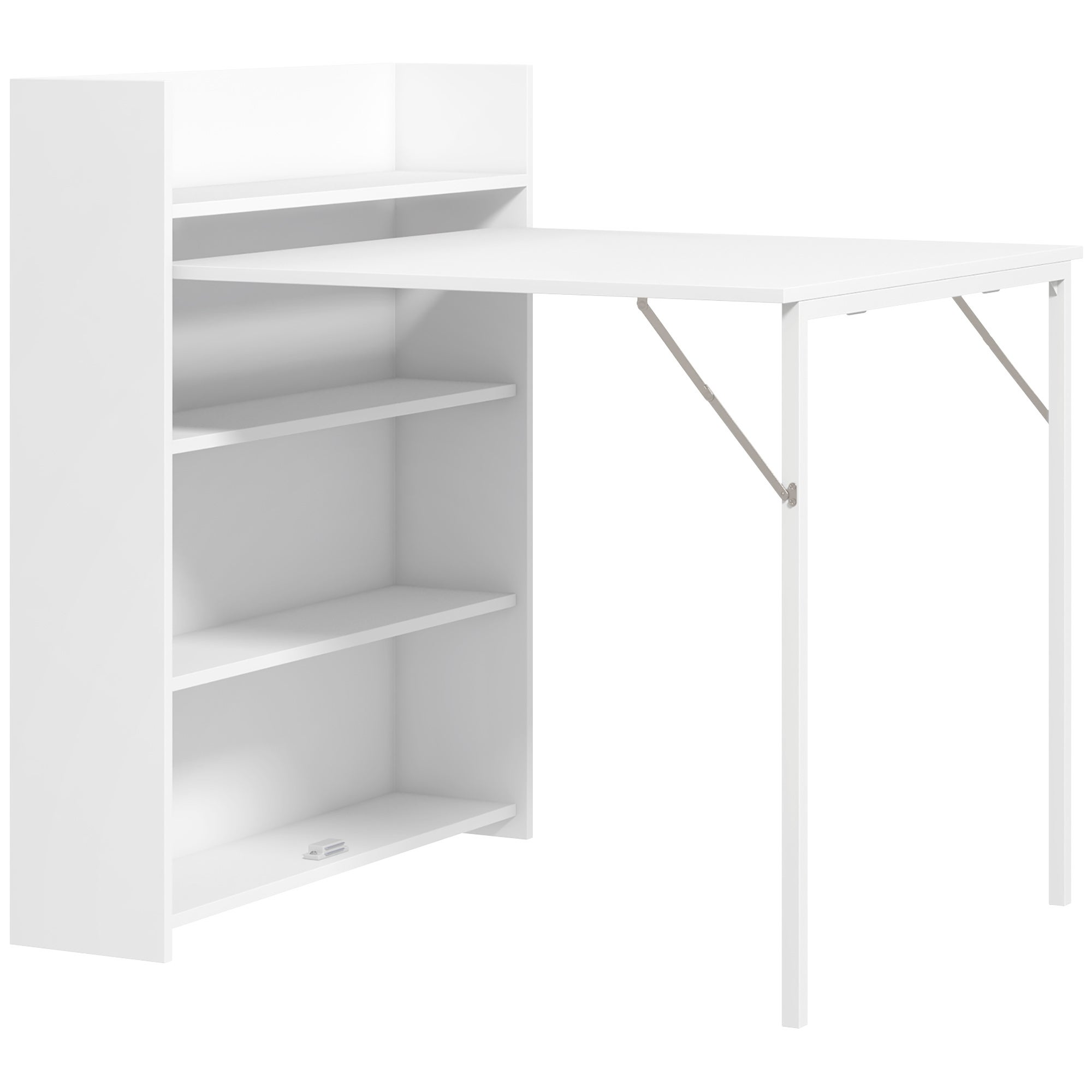 Table de Salle à Manger Pliante Blanche – 4 Étagères Discrètes ...