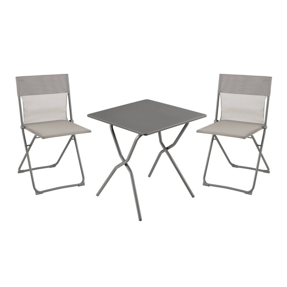 Ensemble 1 table de jardin pliante, 2 chaises pliantes ultra-compactes ...