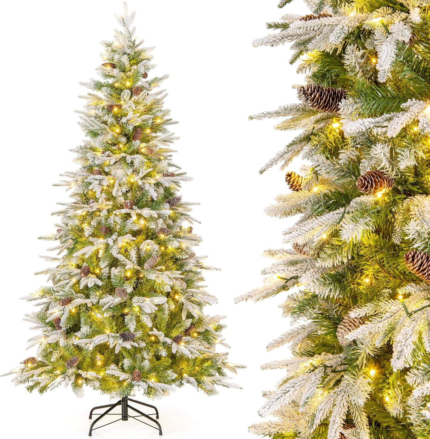 Sapin de Noël Artificiel 190CM, 3 Sections, 756 Branches, avec 290 ...