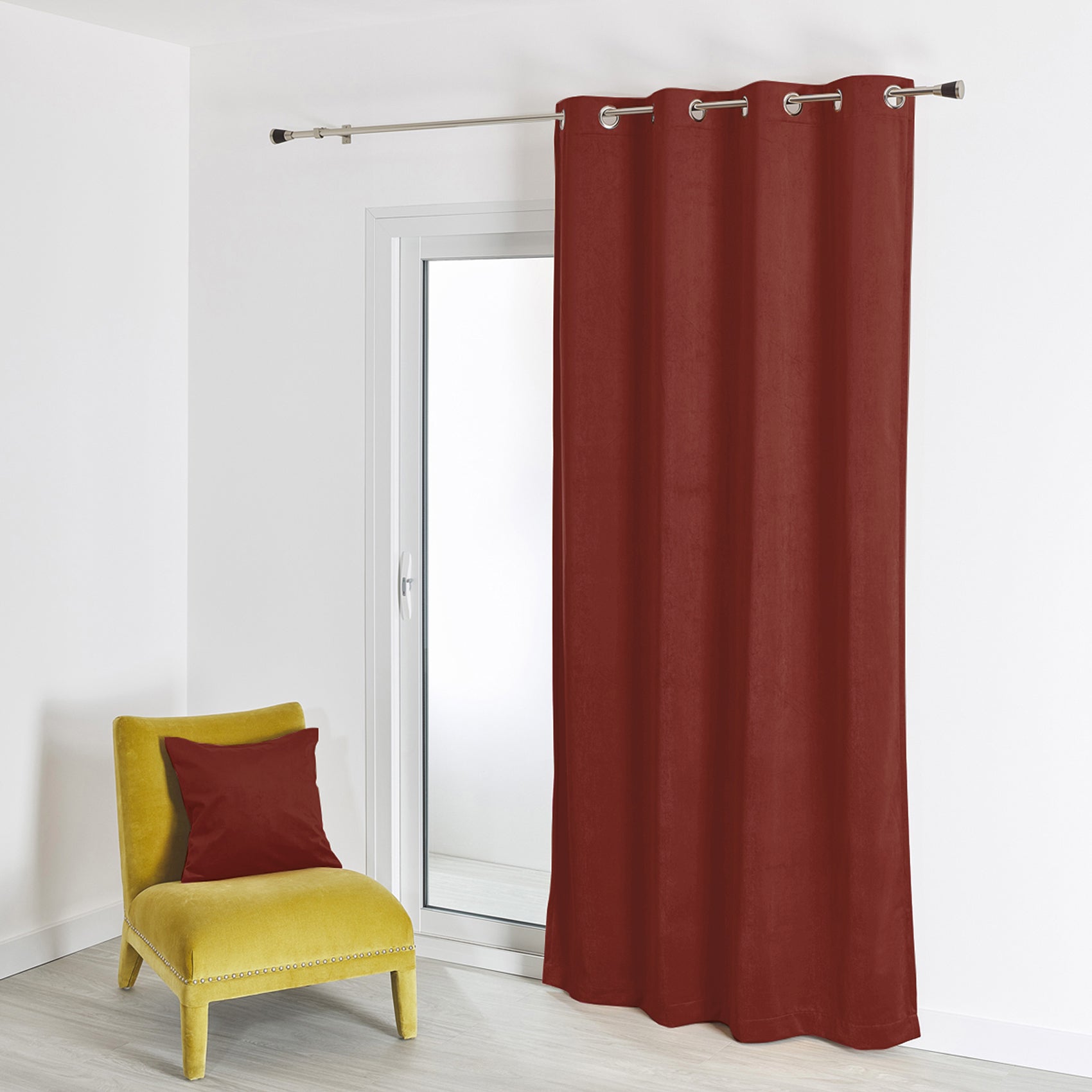 Rideau uni - Effet velours coloré - Terracotta - 140x260 cm - Suedine ...