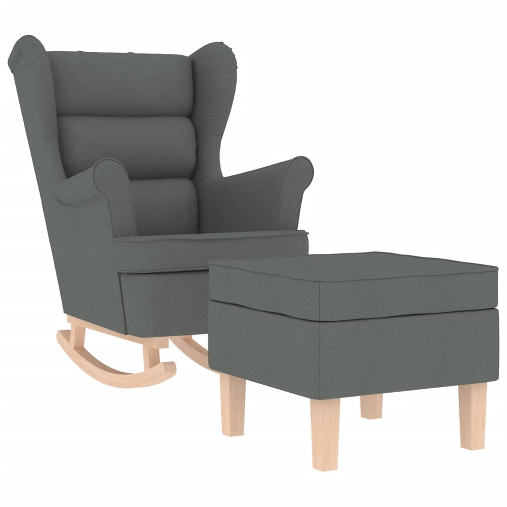 Sillón mecedora con taburete tela gris oscuro - COMFORTXL | Leroy Merlin