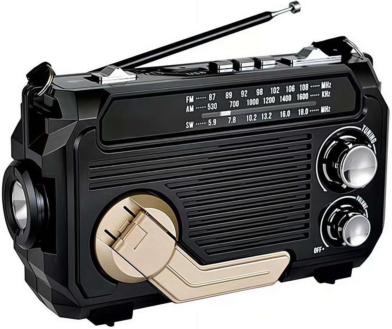 Radio de emergencia solar con manivela, radio portátil AM/FM/SW ...