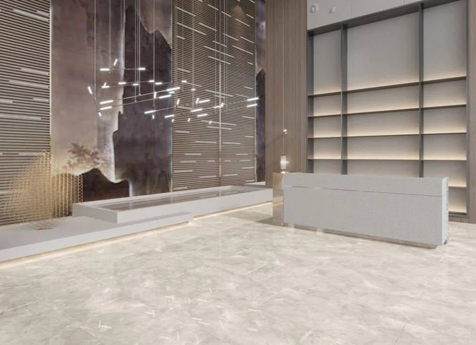 Carrelage sol/mur effet marbre gris PULPIS SAND BRILLANT L.120 x l.60cm | Leroy Merlin