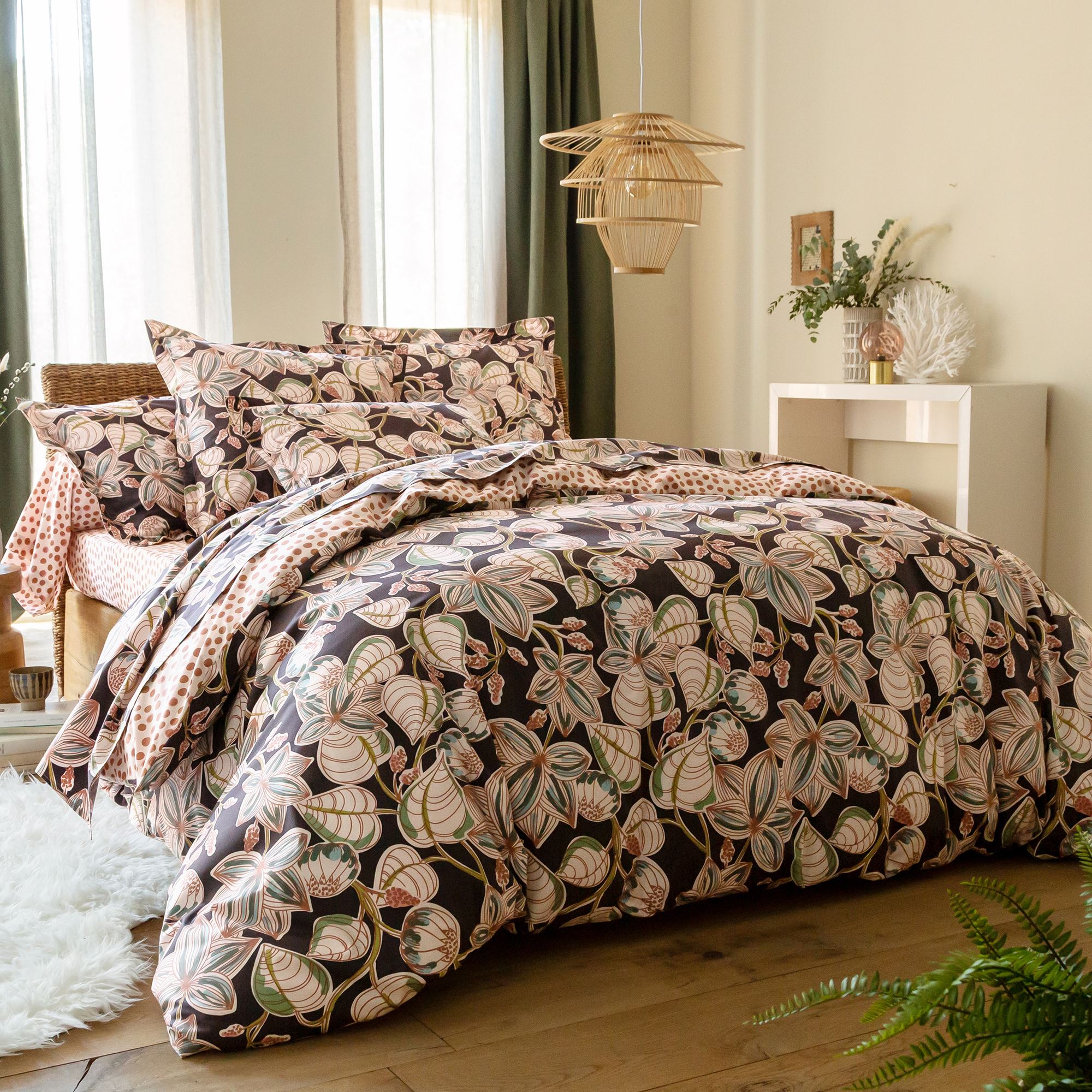 Drap-housse GILI 140x190x28 beige rosé en coton | Leroy Merlin