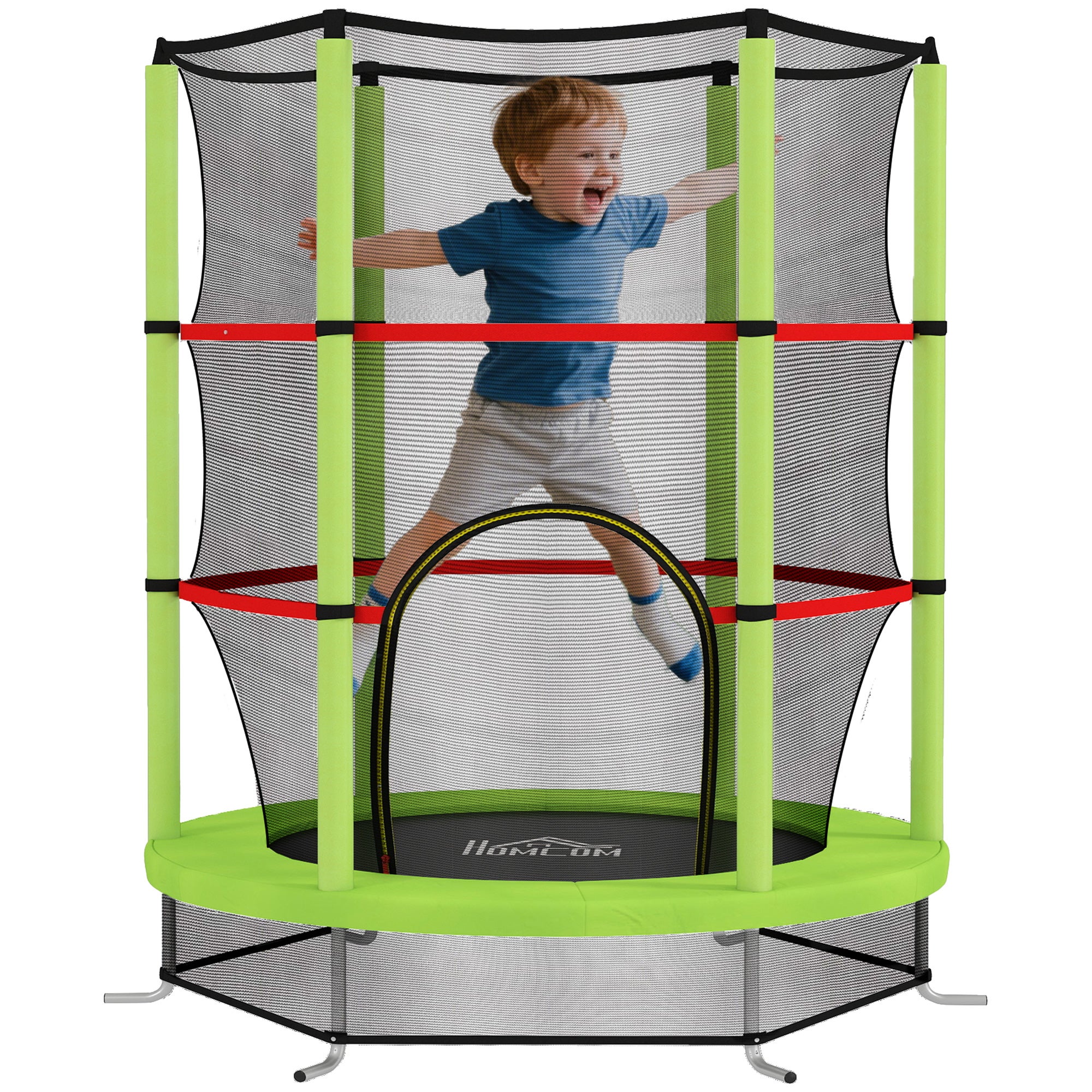 HOMCOM Trampoline pour enfants vert acier 140x140x190 cm | Leroy Merlin