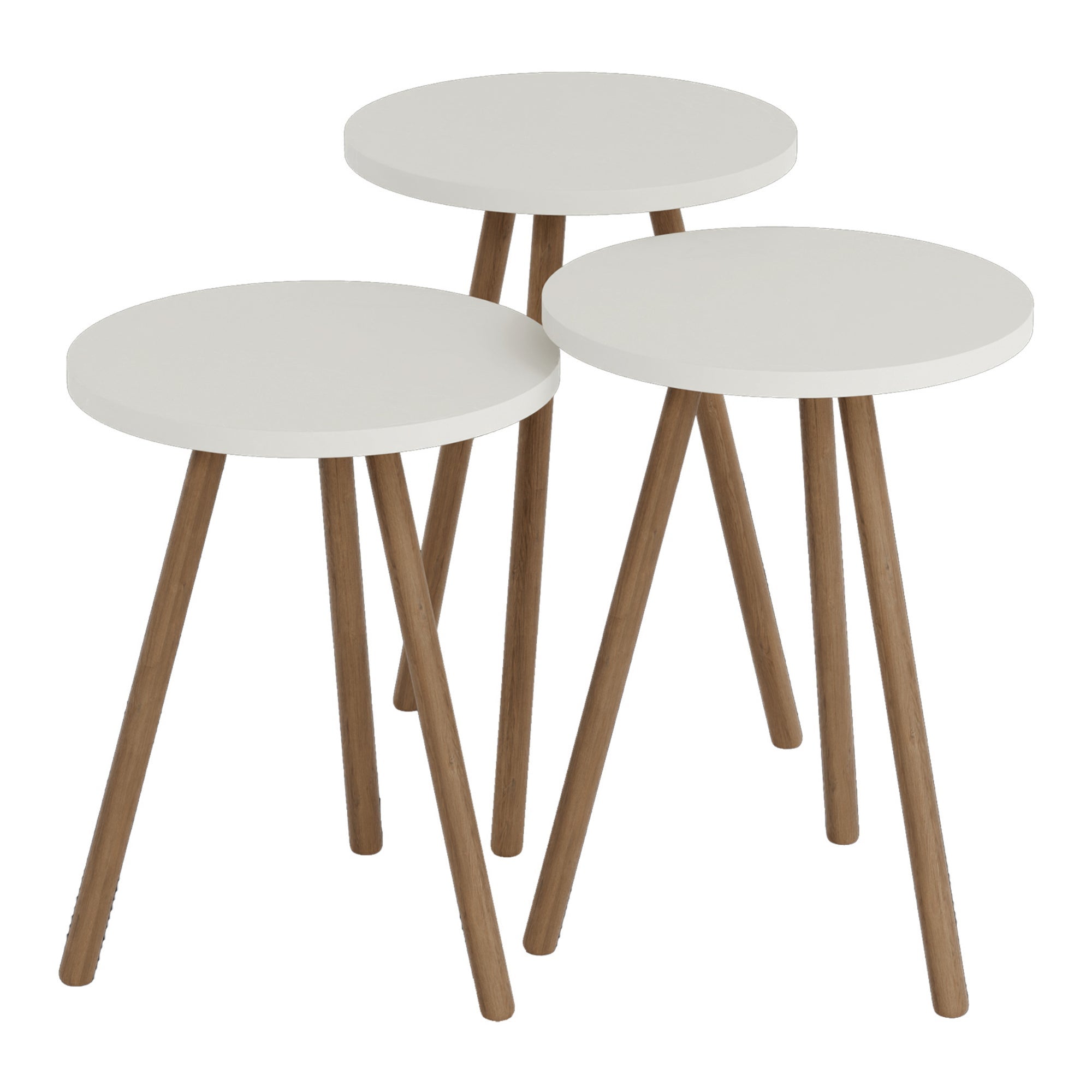 Set de 3 tables d'appoint rondes trépied blanc 03_0008381 | Leroy Merlin