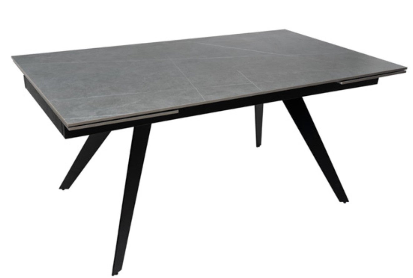 Table rectangulaire extensible plateau porcelaine et pieds métal noir ...