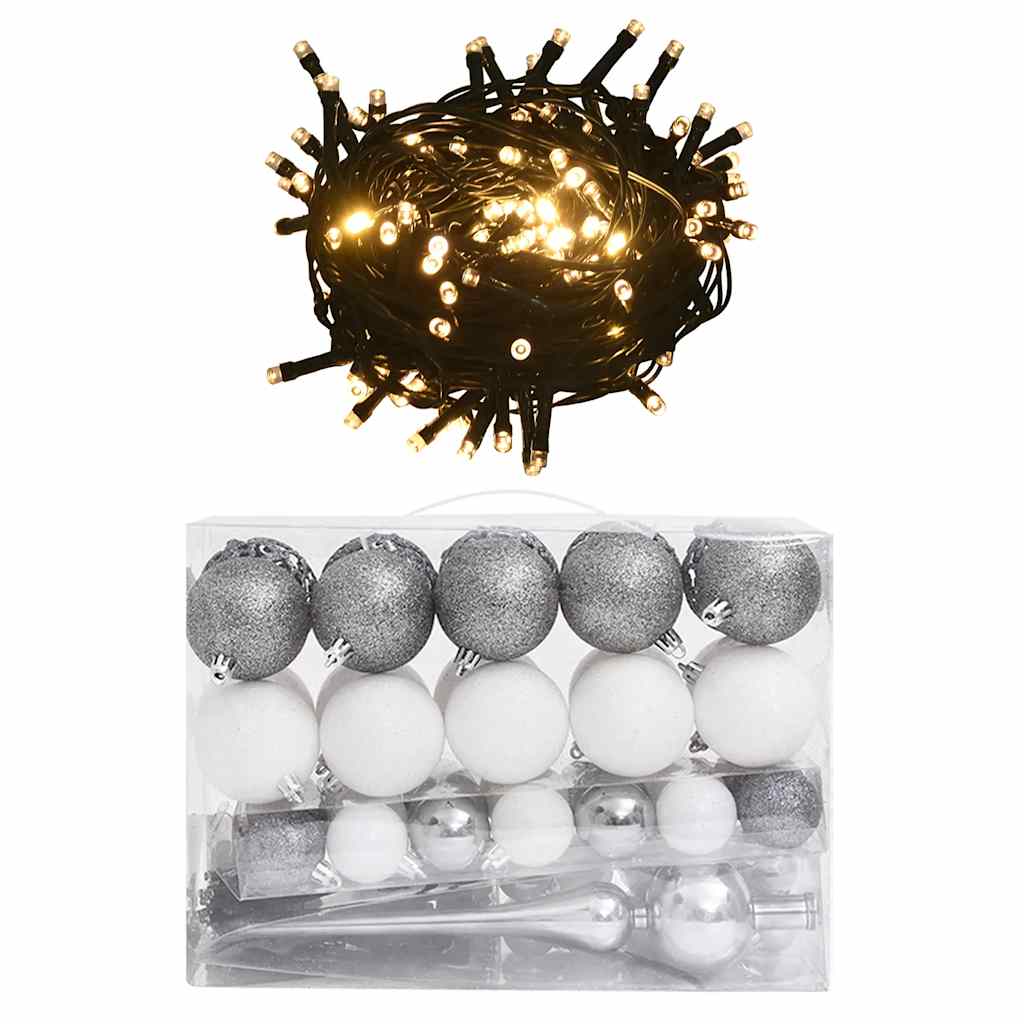 Set de bolas de Navidad 61 pzas con pico 150 LED y gris | Leroy Merlin