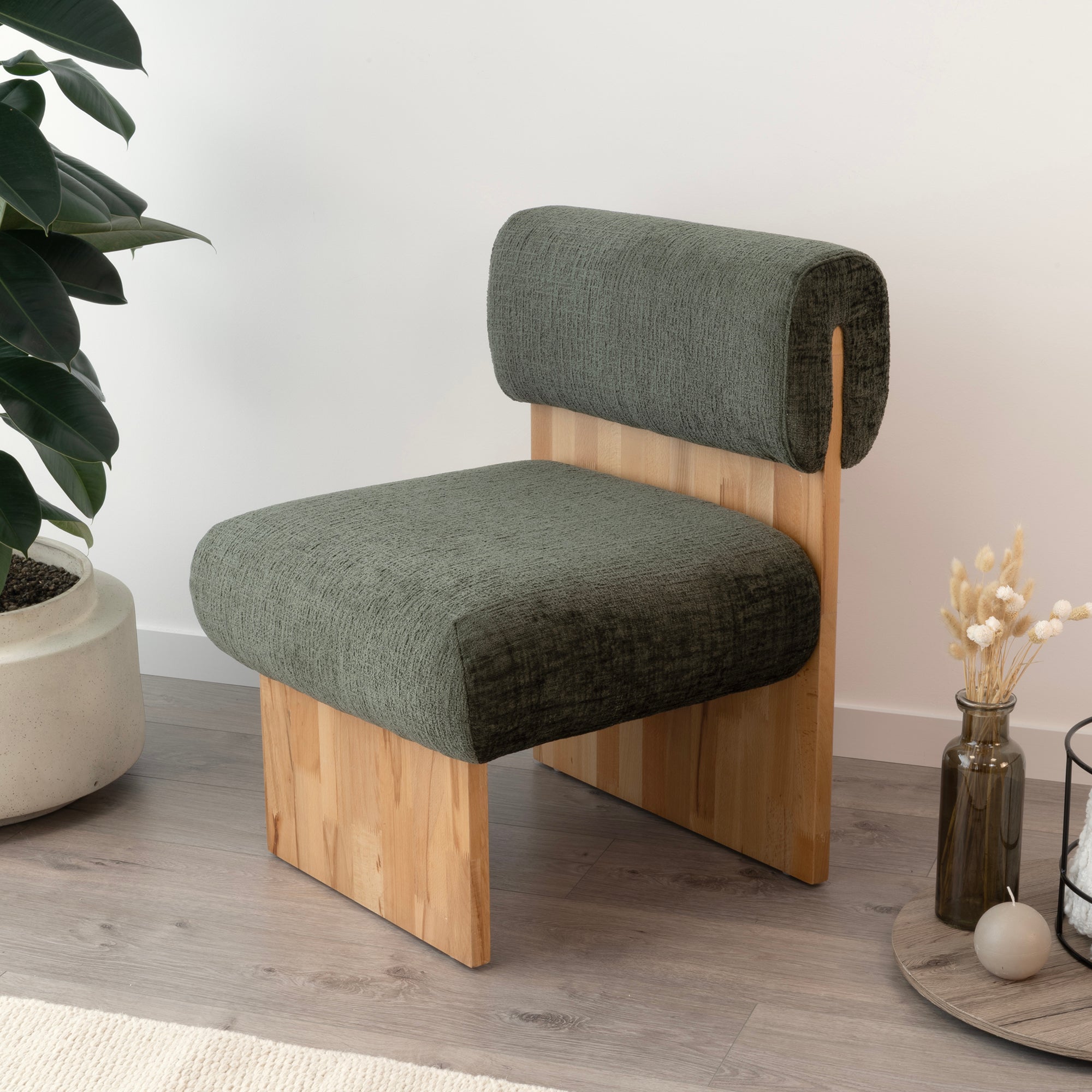 Sillón Leah Acolchada con Espuma Densa 40 kg/m³, Madera de Abedul ...