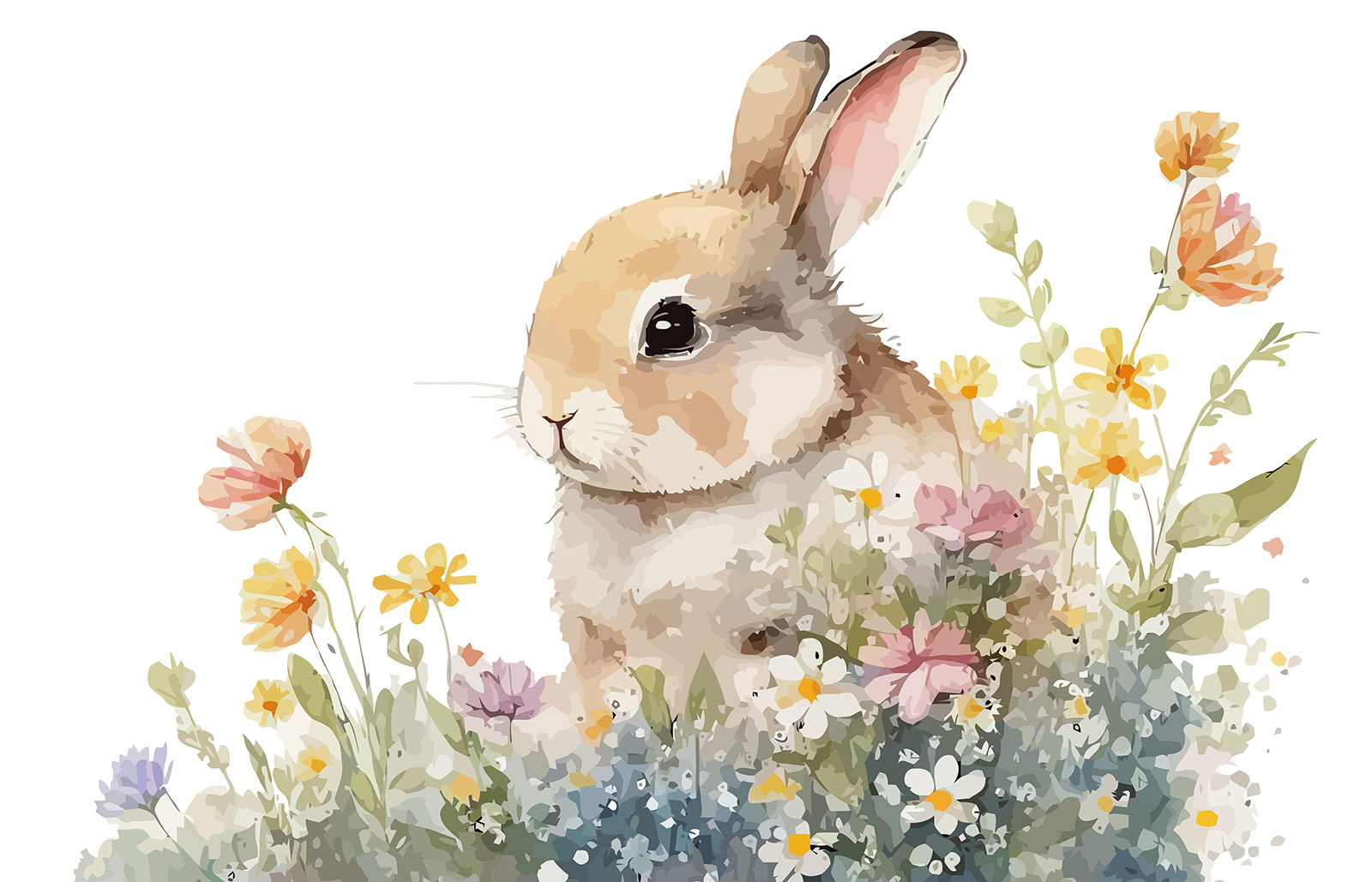 Papier peint panoramique Enfants - Lapin fleurs 3617680697962 - Largeur ...