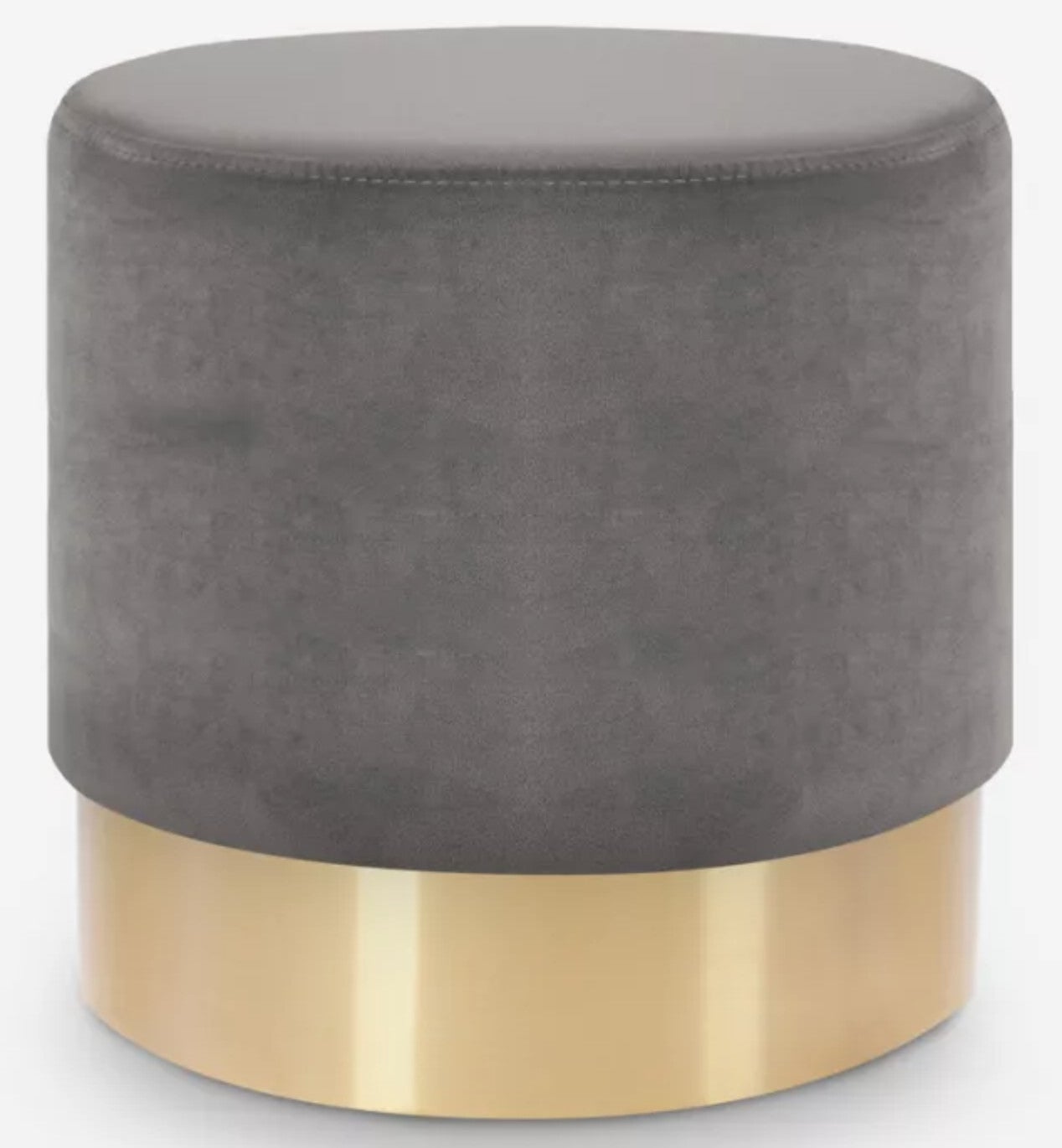 Tabouret bas velours gris foncé et métal doré Kina | Leroy Merlin