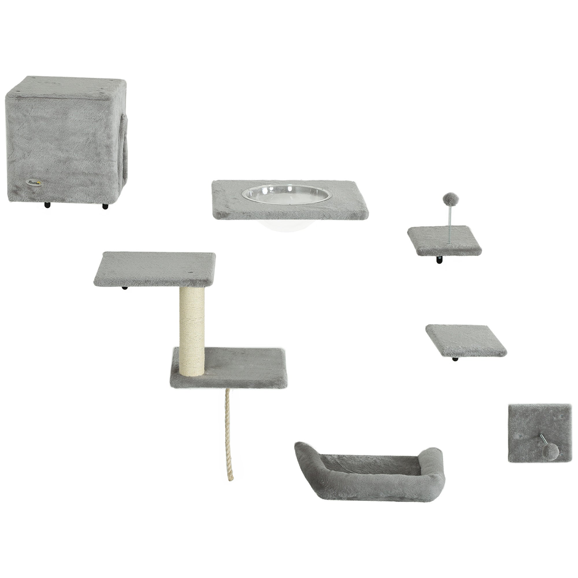 Mur d'escalade pour chat, ensemble 7 pièces avec niche et plateforme ...