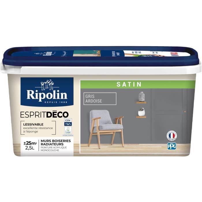 RIPOLIN Peinture Couleur Satin Ultra Couvrante pour Cuisine, Chambre ...