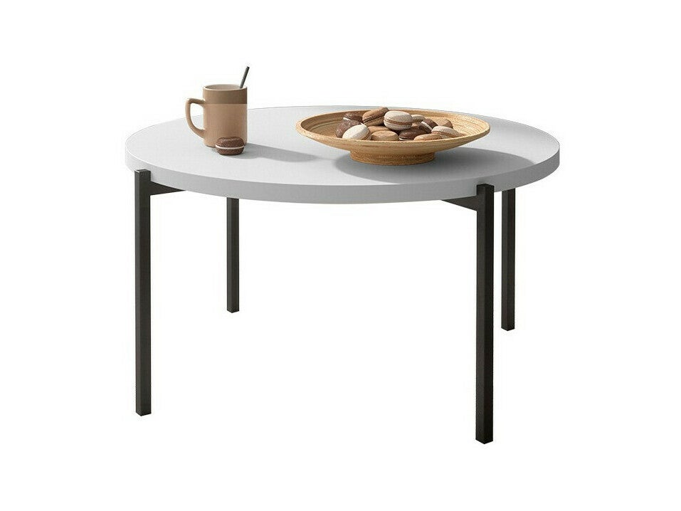 Table basse Providence 176, Noir, Blanc, 43cm, Diamètre: 85, Stratifié ...