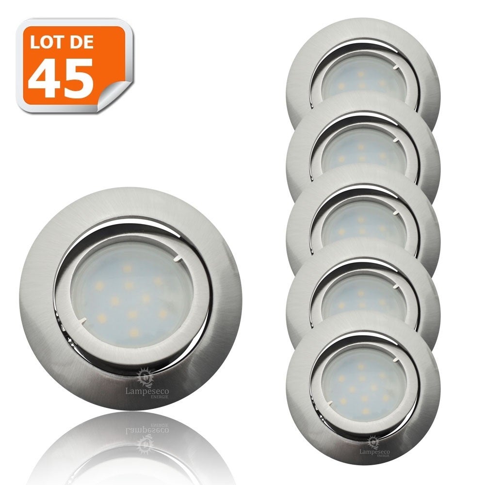 Lot de 45 Spot Led Encastrable Complete Satin Orientable lumière Blanc ...