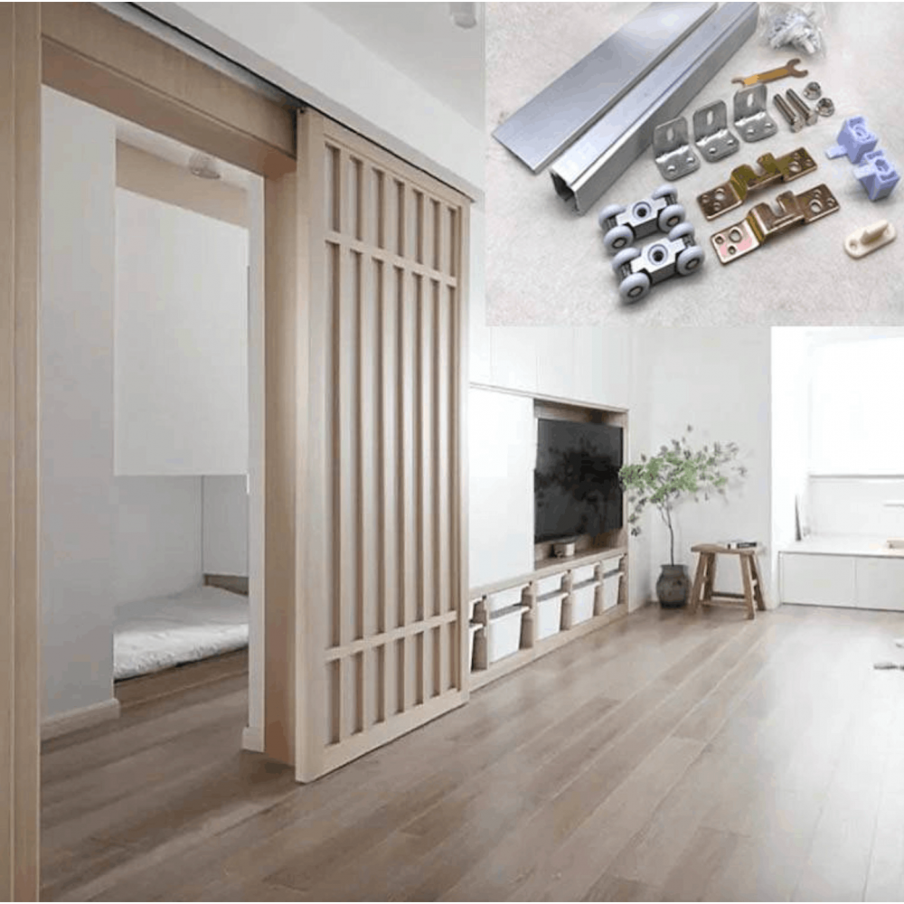 Rail porte coulissante avec cache et accessoires - 2M - en Aluminium ...