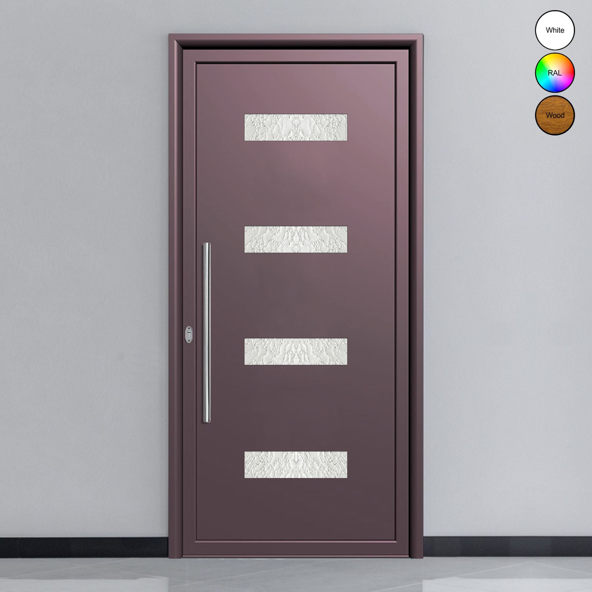 Porte d'entrée en aluminium SIMPLEX 8052 RAL 4007 ( L.: 85 cm x H.: 215 ...