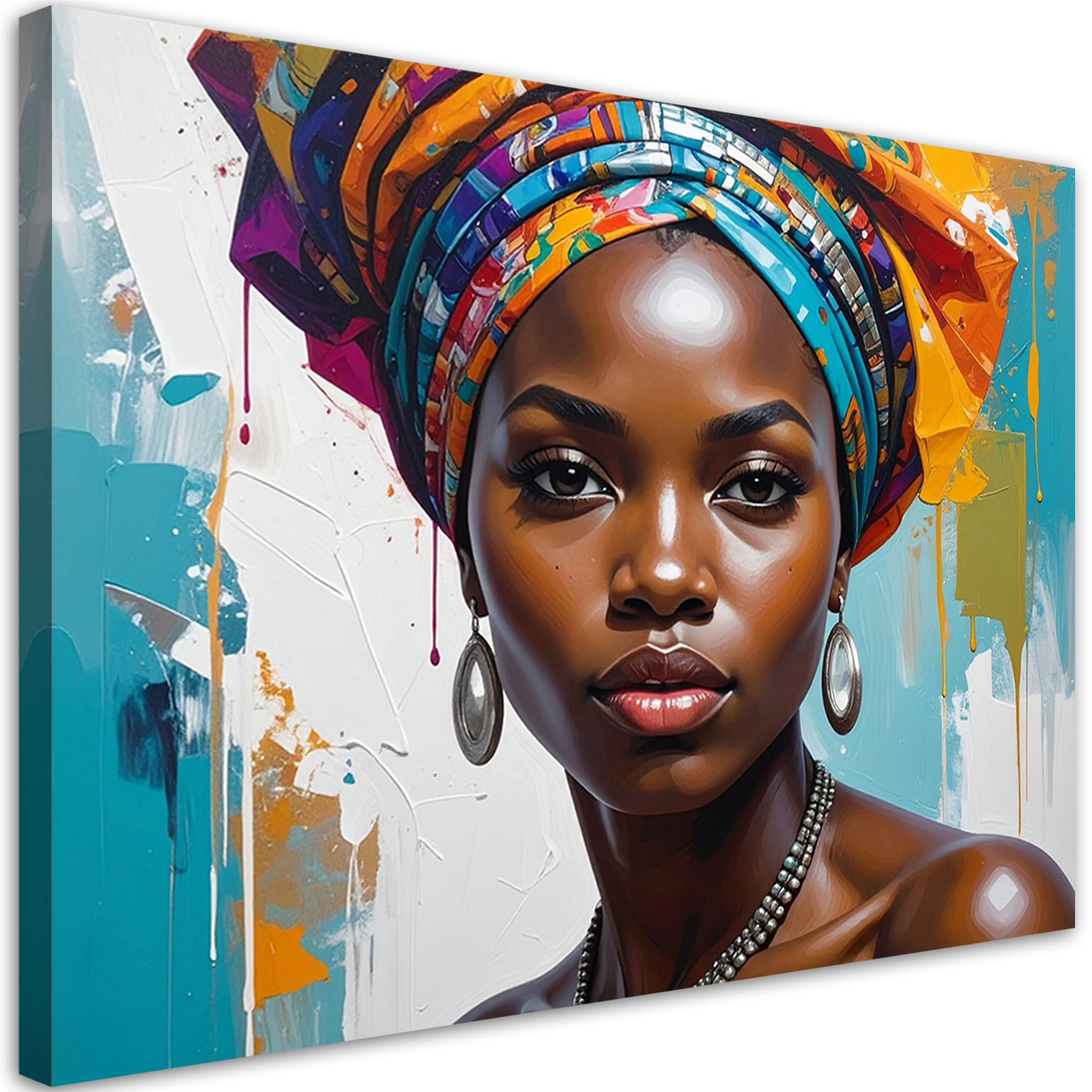 Image sur Toile, Portrait coloré d'une femme en turban glamour 60x40 ...