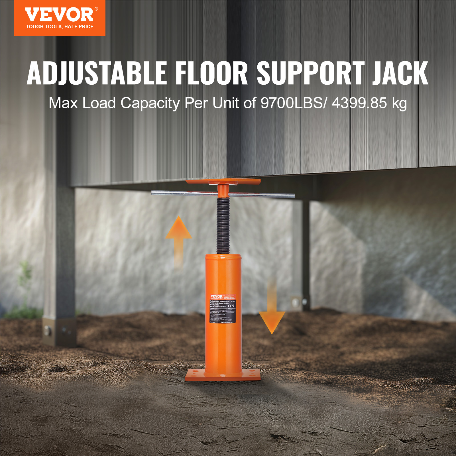 VEVOR House Floor Jack paquet de 2 plage de hauteur de 12 a 16 po charge maximale de 9 700 lb par unite pour le nivellement support temporaire Leroy Merlin